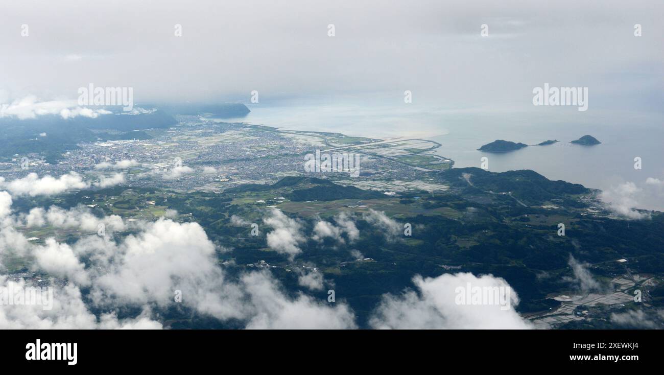 Aerial view of Kirishima and Kagoshima Bay in Kyushu, Japan Stock Photo ...