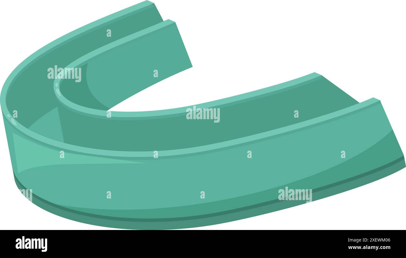 Green mouth guard protecting teeth from injury while playing sports ...