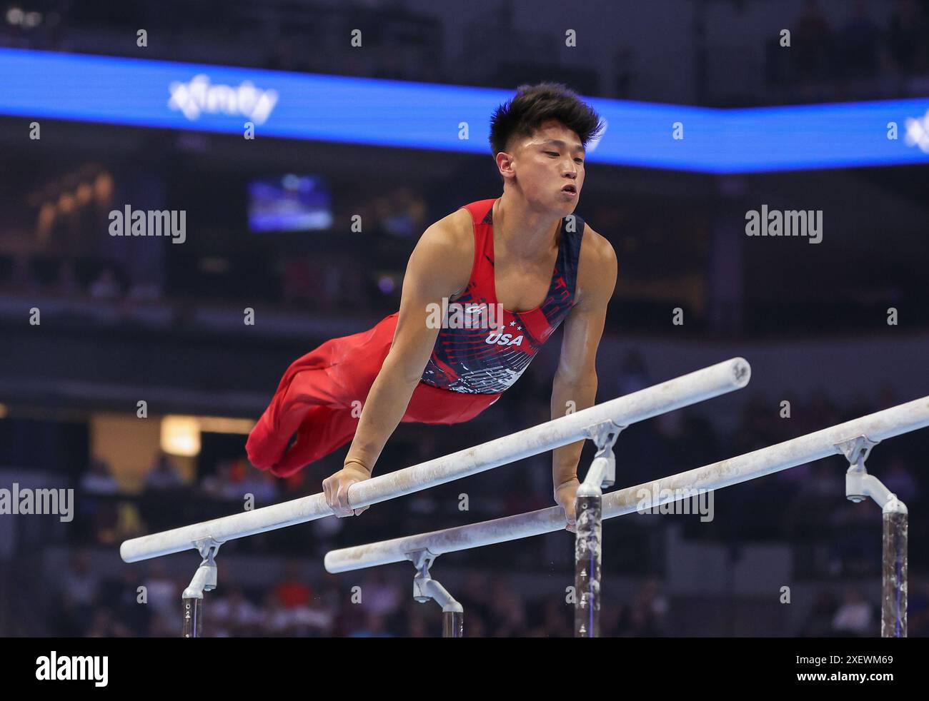 June 29, 2024: Yul Moldauer on the parallel bars during the 2024 ...