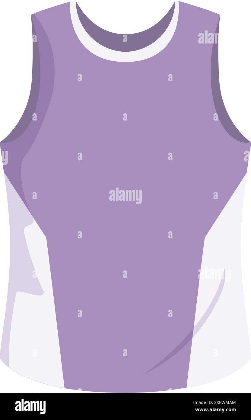 Purple sleeveless sports shirt with white details, designed for intense ...