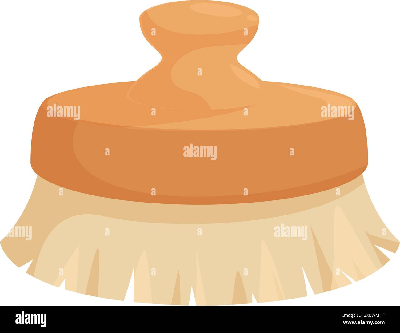 Round body scrubber brush with wooden handle for cleaning isolated on ...