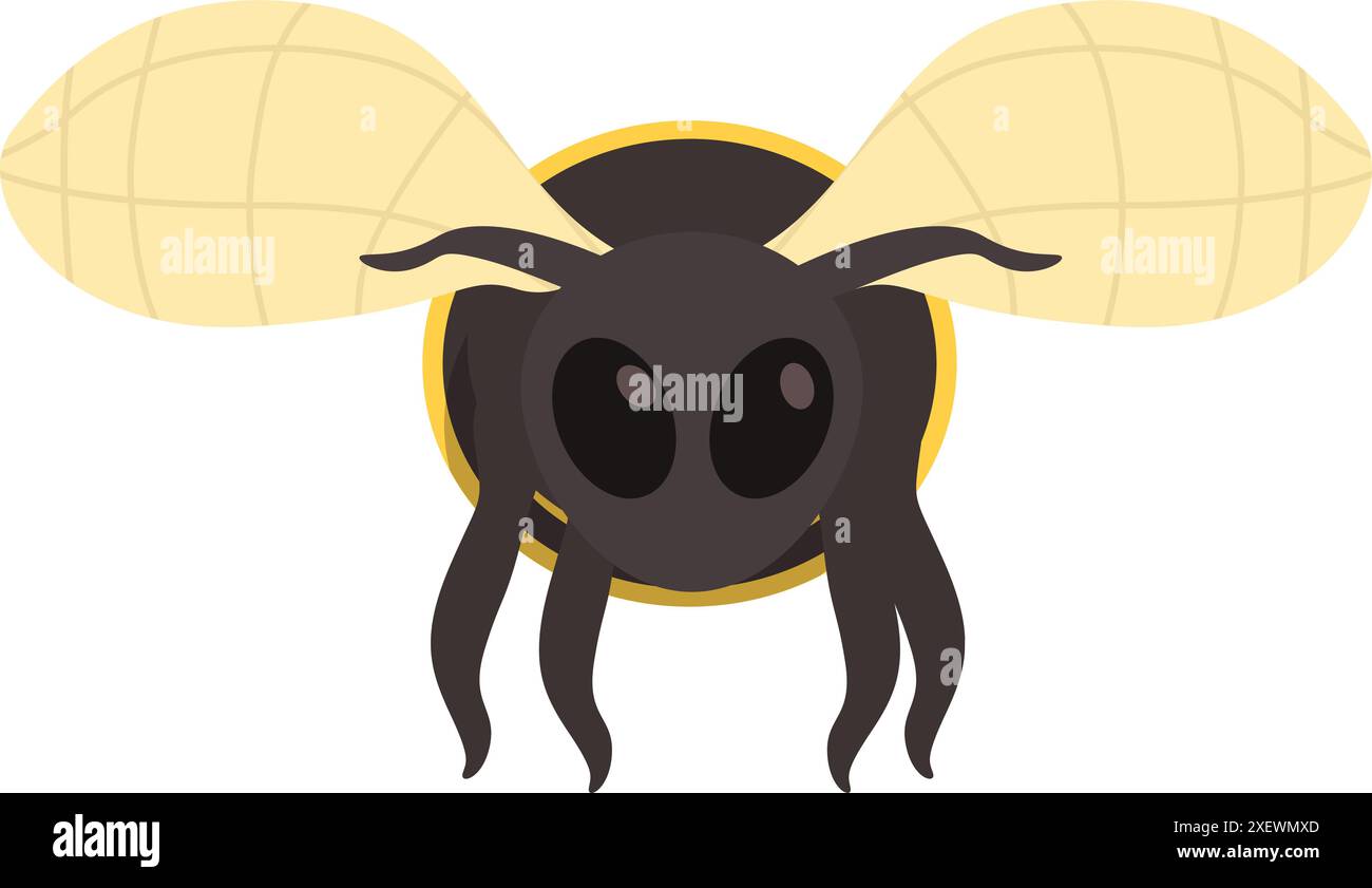 Cartoon bee peeking out from a round hole with a funny expression on ...