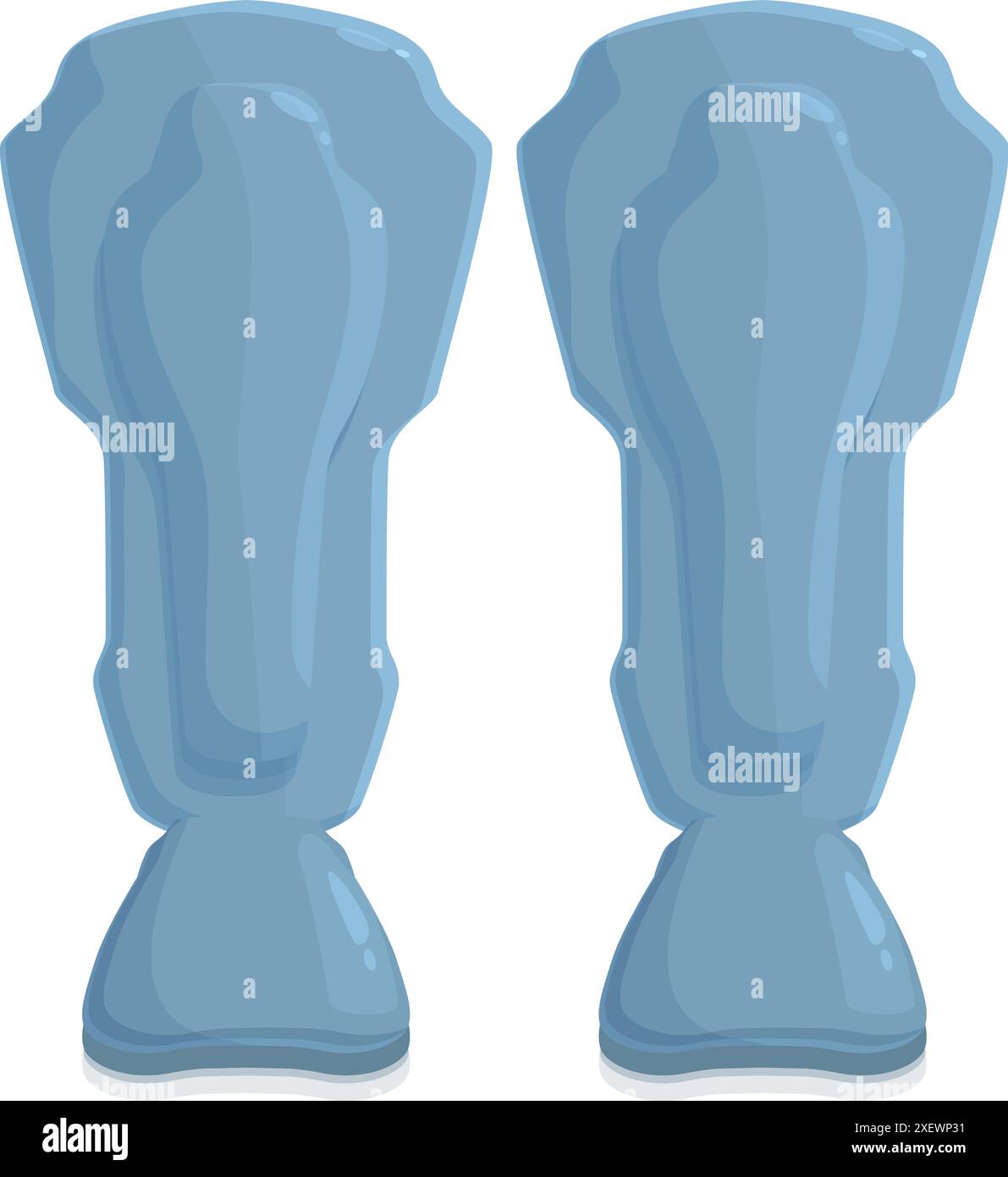 Pair of blue shin guards protecting legs during sport activity Stock ...