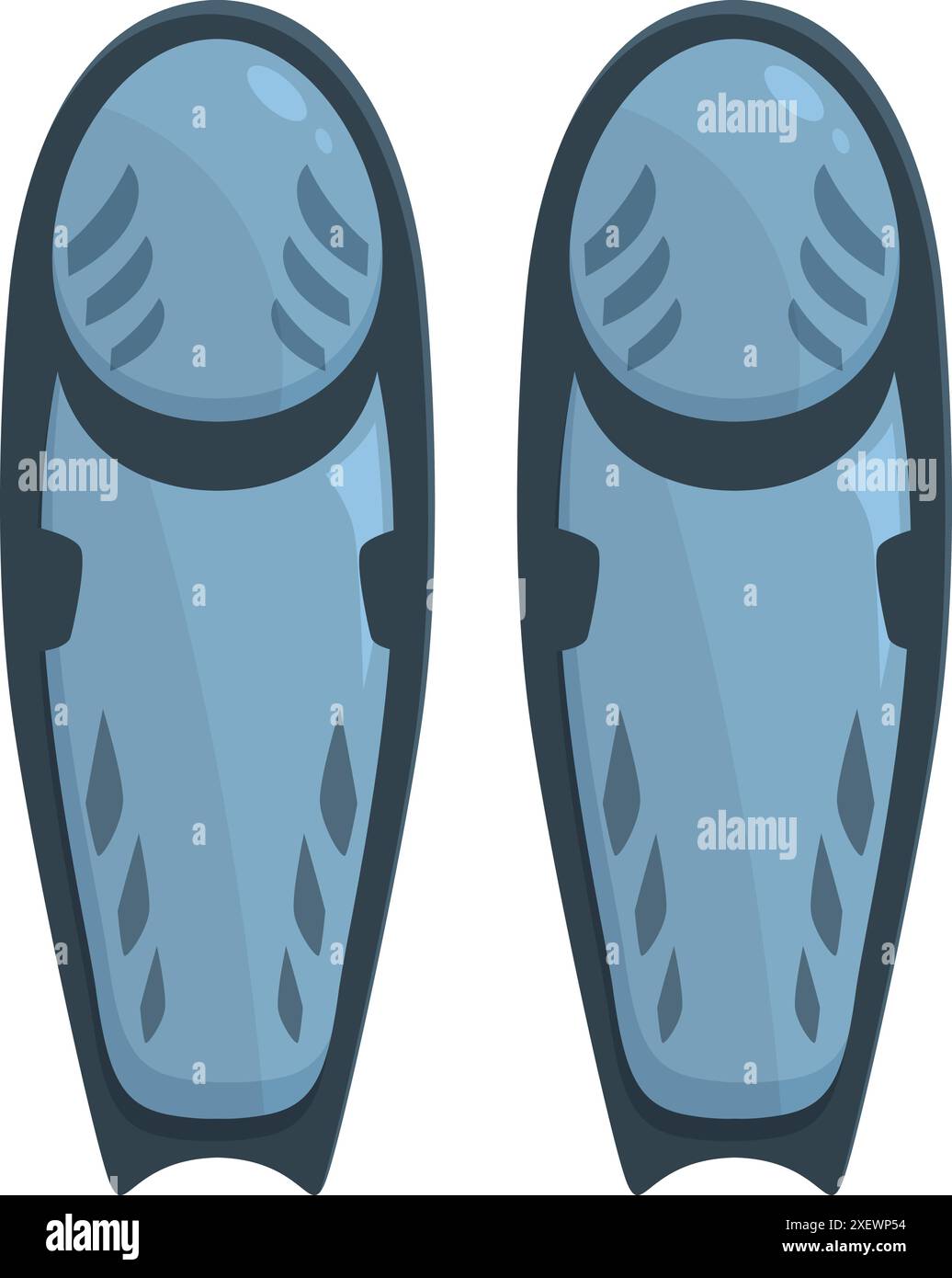 Pair of blue diving fins, essential equipment for scuba diving and ...