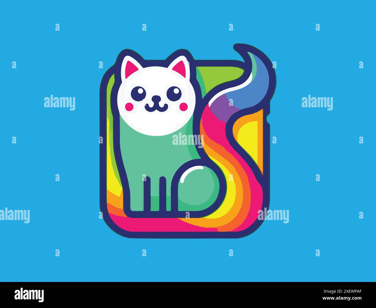 Colorful Cute Cat Logo Design Icon Symbol Vector Illustration Stock ...