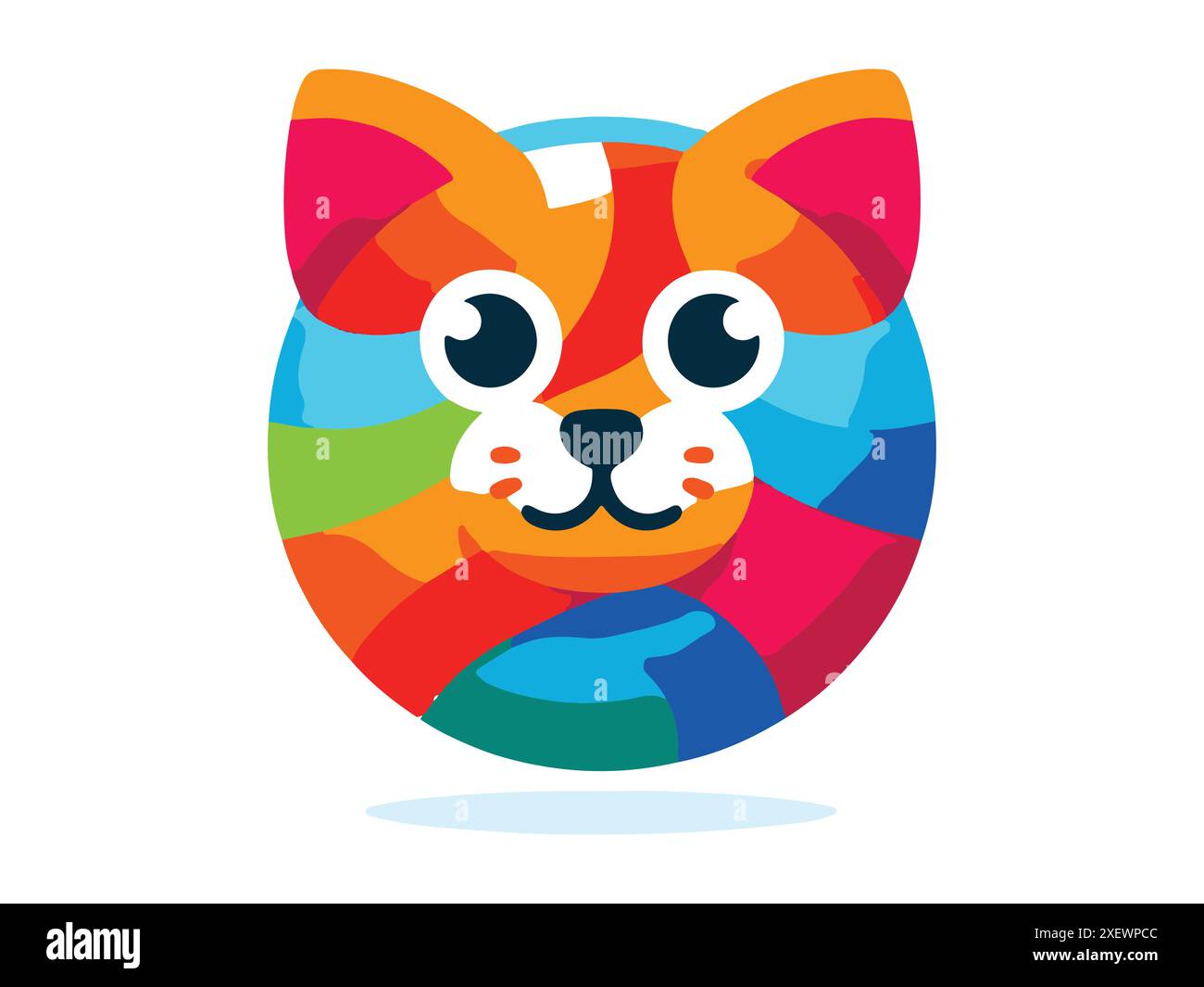 Colorful Cute Cat Logo Design Icon Symbol Vector Illustration Stock ...