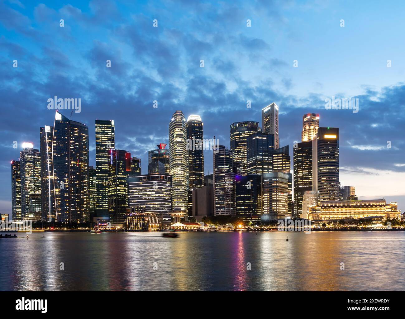 Singapore City, Modern architecture of Singapore at Night view Stock ...