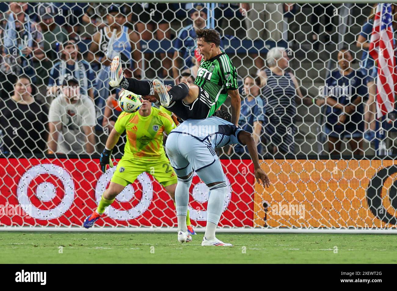 Kansas City, KS, USA. 29th June, 2024. Austin FC defender Guilherme ...