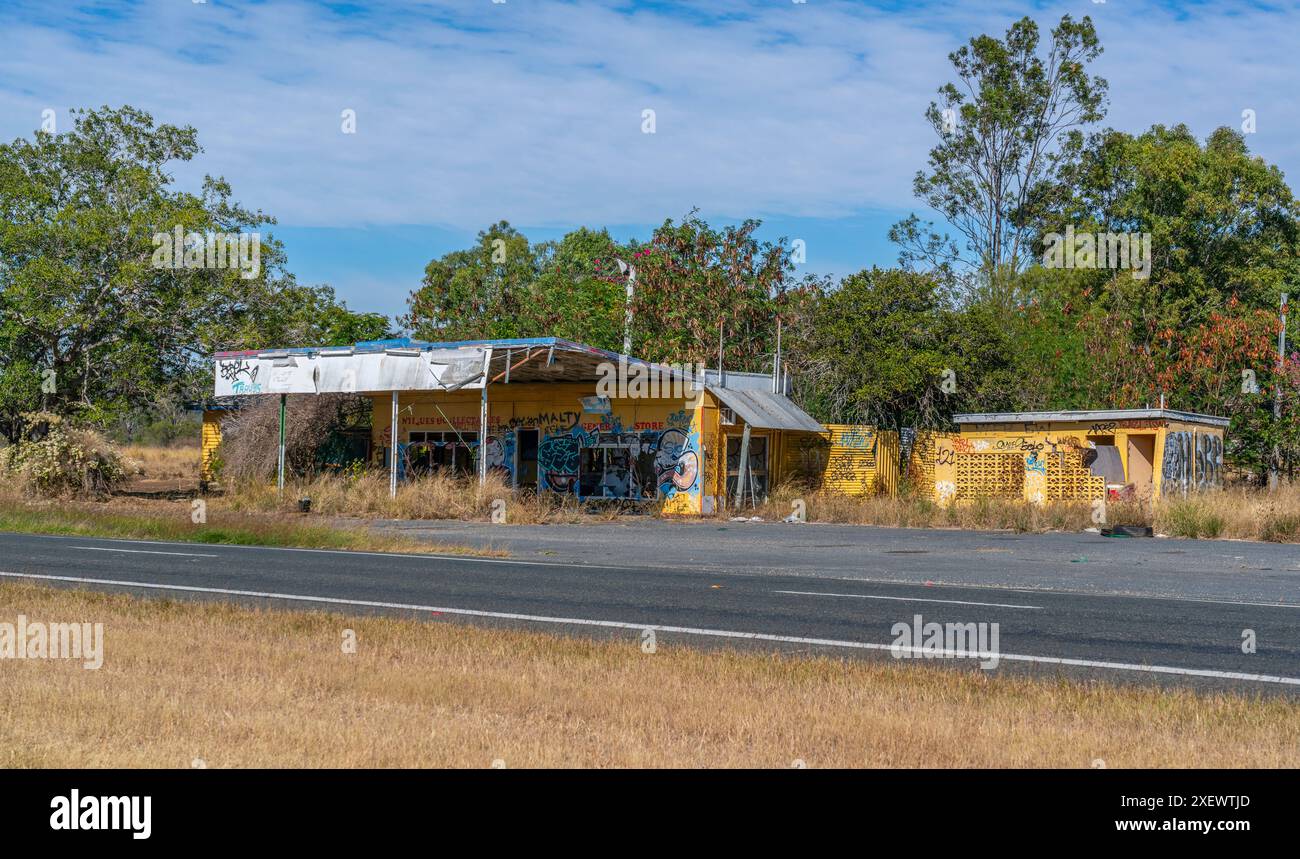 derelict servo on the Bruce Highway between Rockhampton and Mackay at ...