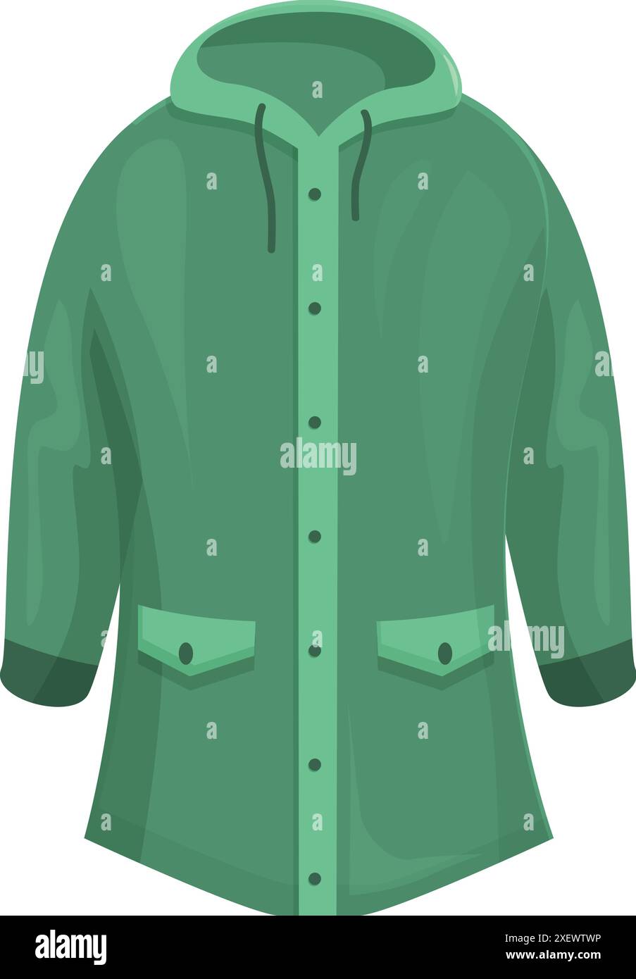 Green raincoat protecting from cold and rain, waterproof clothing for ...
