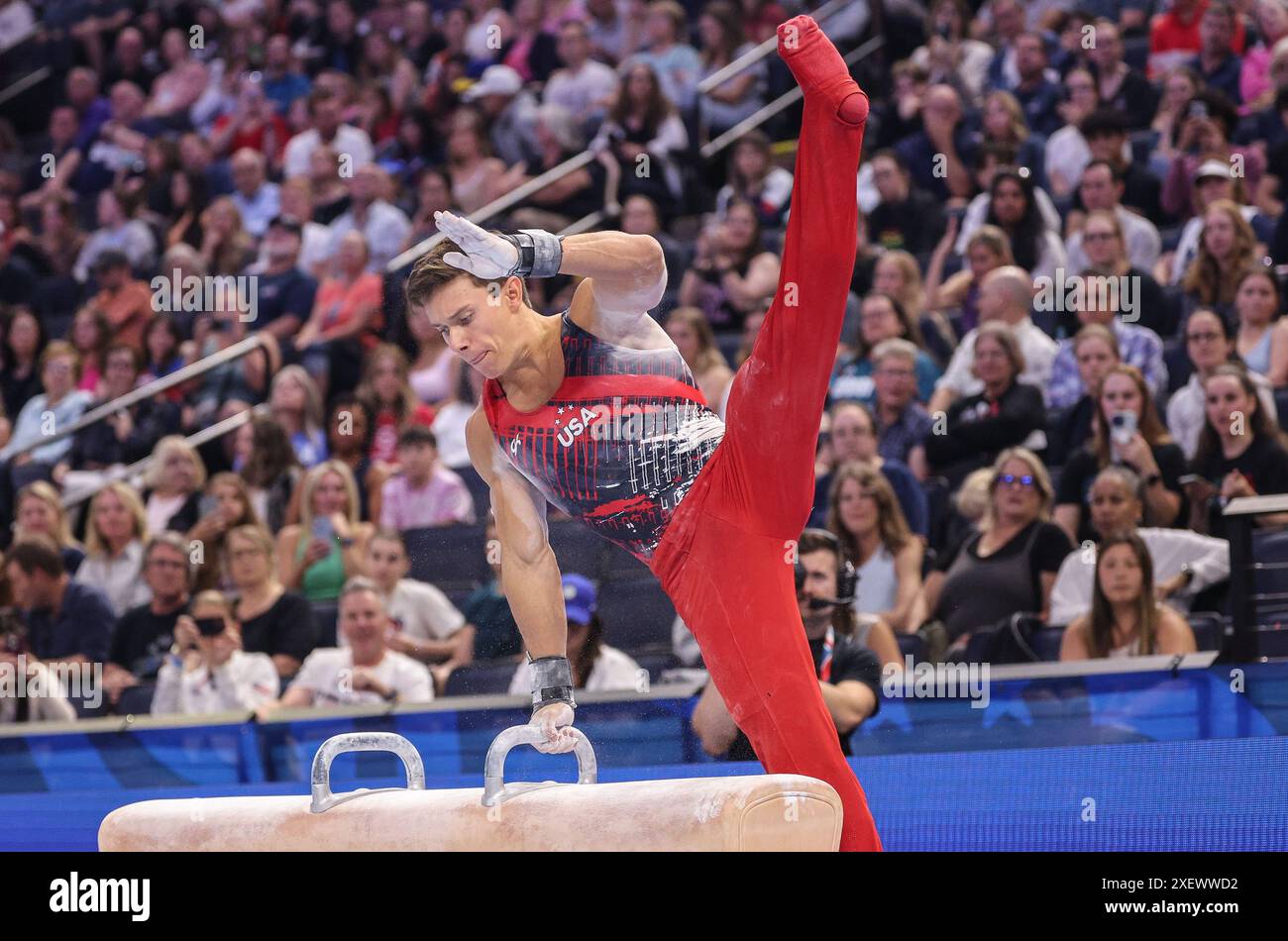 June 29, 2024: Brody Malone competes on the pommel horse during the ...