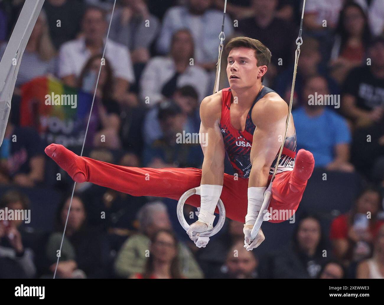 June 29, 2024: Brody Malone on the rings during the 2024 Gymnastics U.S ...