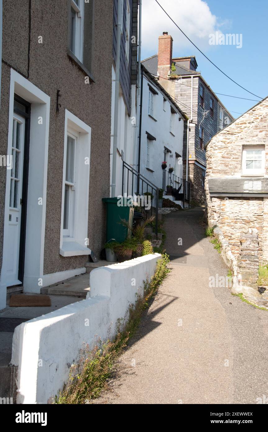 Mevagissey Harbour, Cornwall, UK. The village nestles in a small valley ...