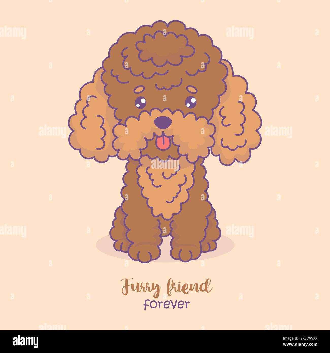Funny dog poodle. Cute cartoon kawaii animal with tongue hanging out ...