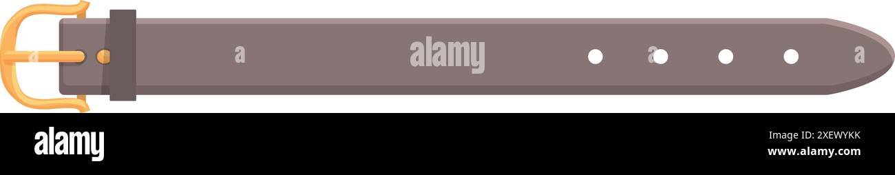 Brown leather belt with a golden buckle fastened is lying horizontally ...