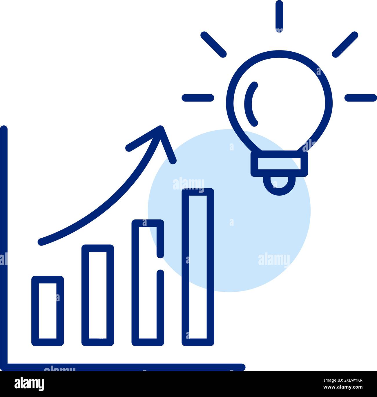 Growth bars chart and light bulb. Success and investment strategies ...