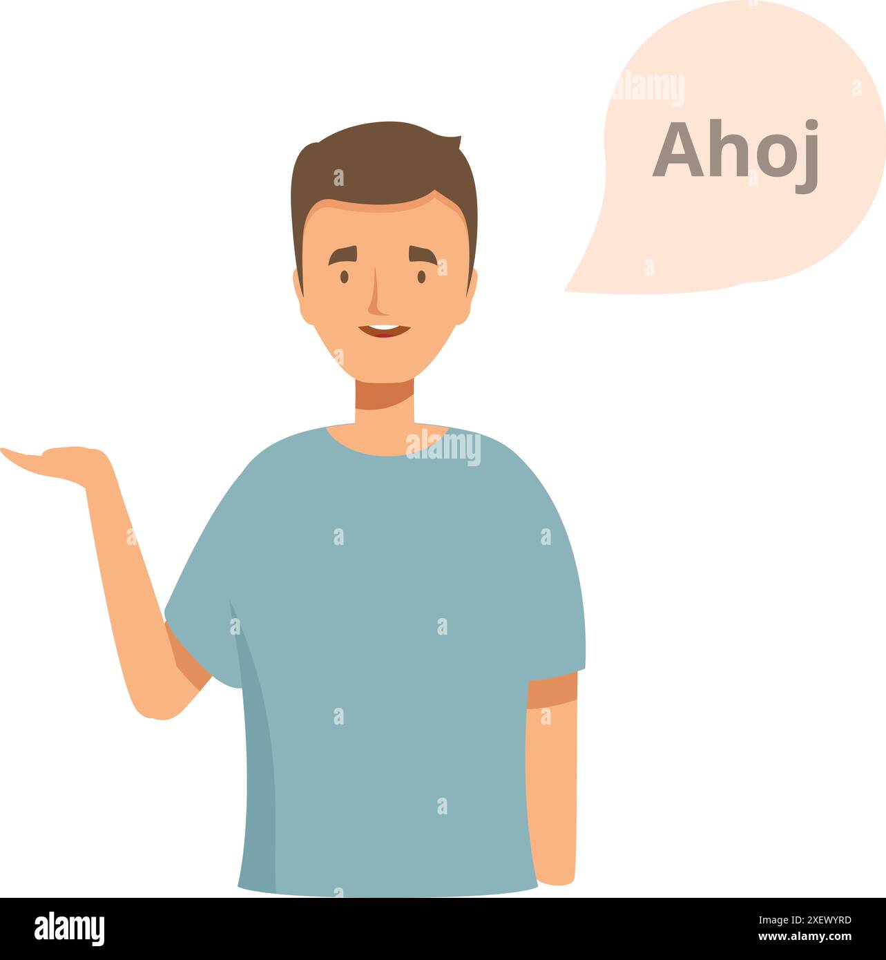 Hello welcoming young man waving Stock Vector Images - Alamy