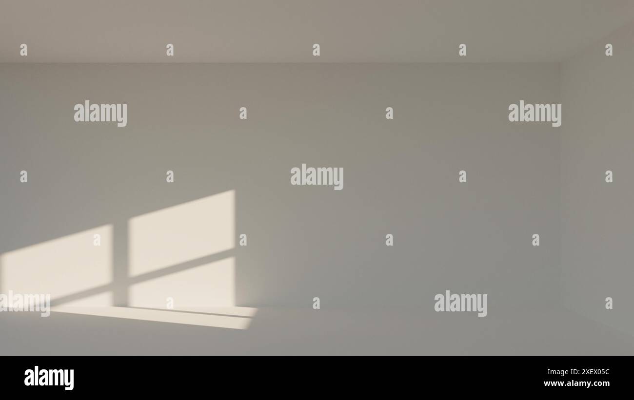 Shadow and light from windows on wall. empty room Minimalistic simple ...
