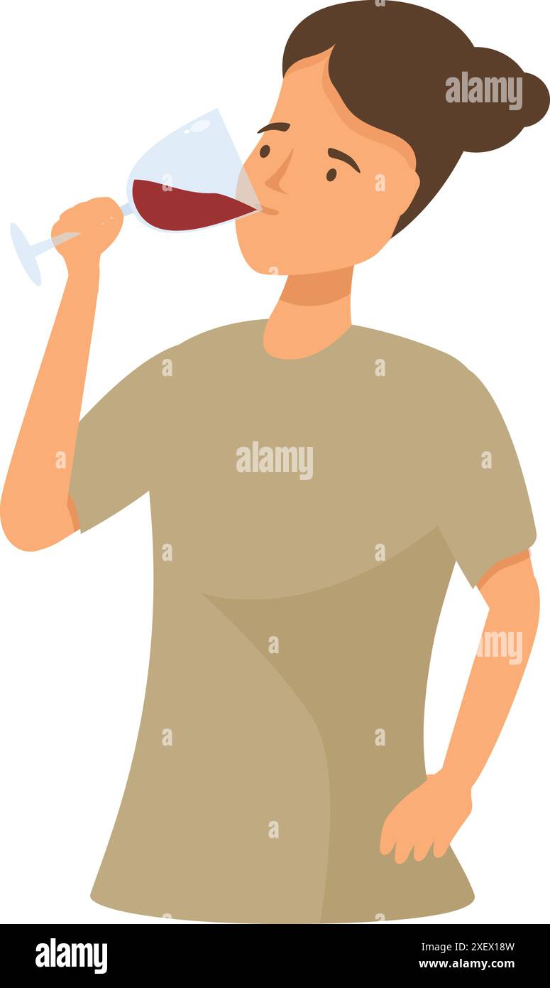 Alcoholic woman drinking wine Stock Vector Images - Alamy