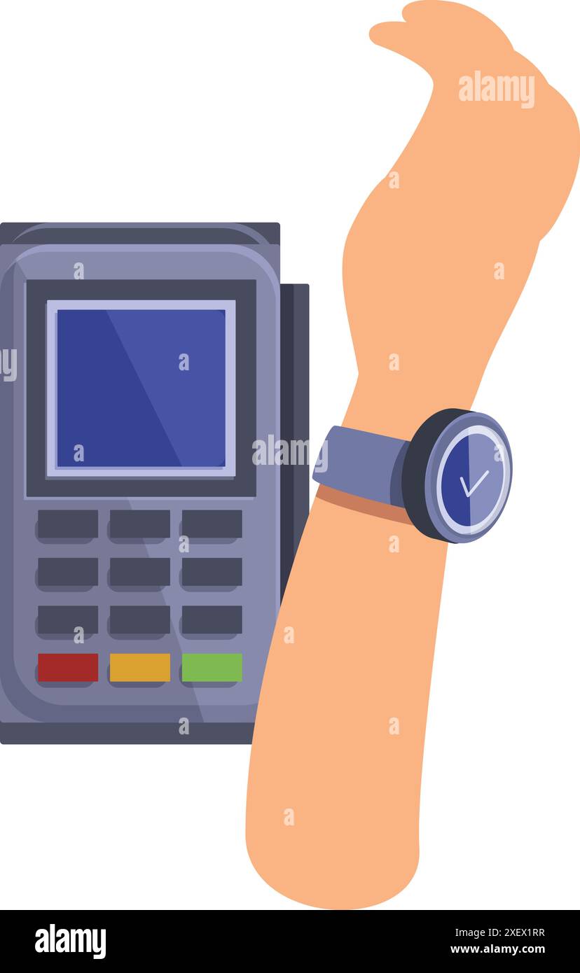 Customer is using a smartwatch to make a contactless payment on a pos ...