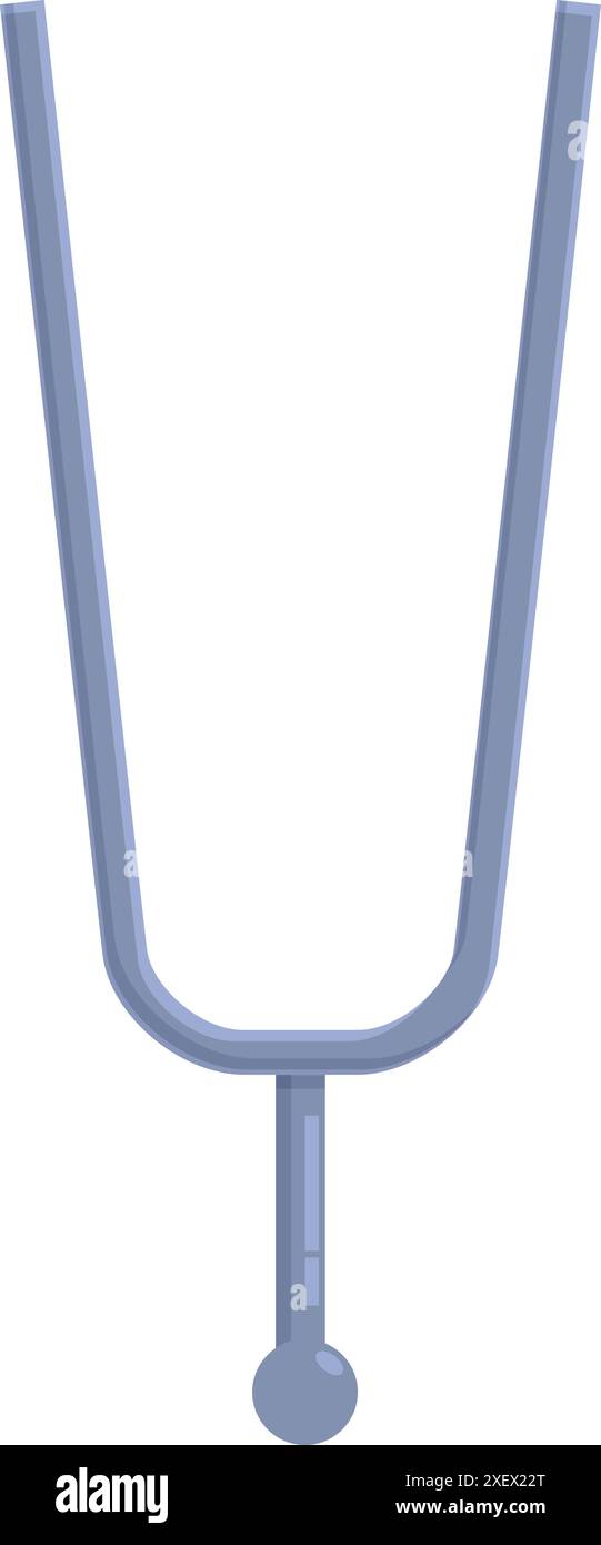 Metal tuning fork standing on a white background, used to tune musical ...