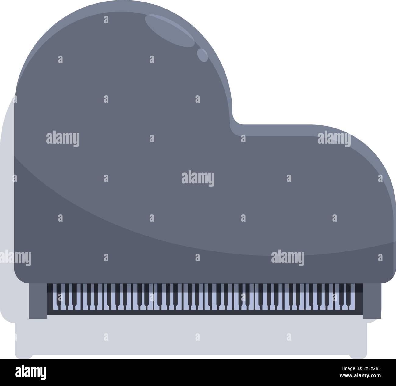 Gray grand piano is standing on a stage, ready for a musician to play ...