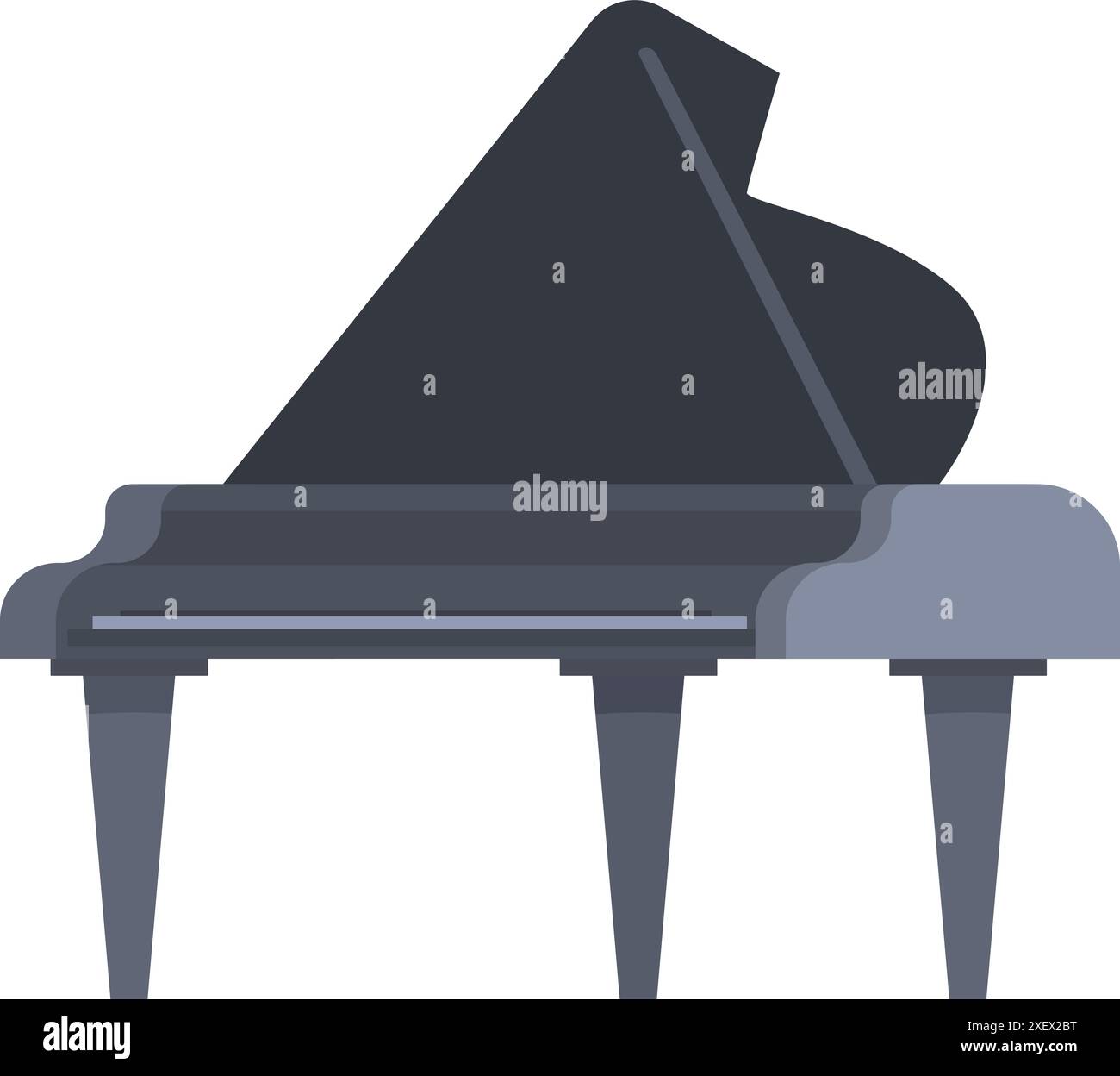 Grand piano standing with its top lid open is waiting for a pianist to ...