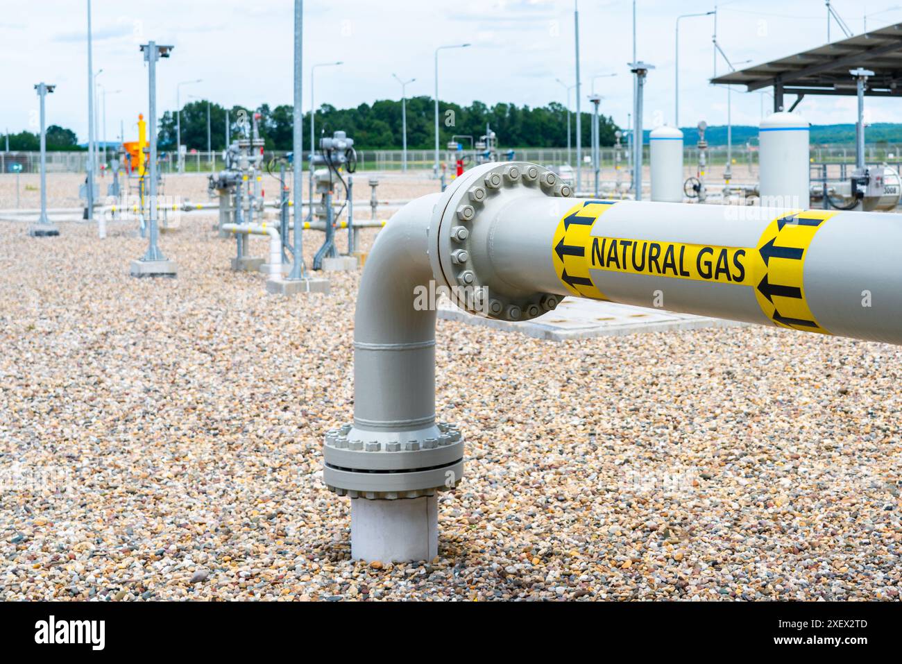 Turn and underground transition of high pressure pipe indicating ...