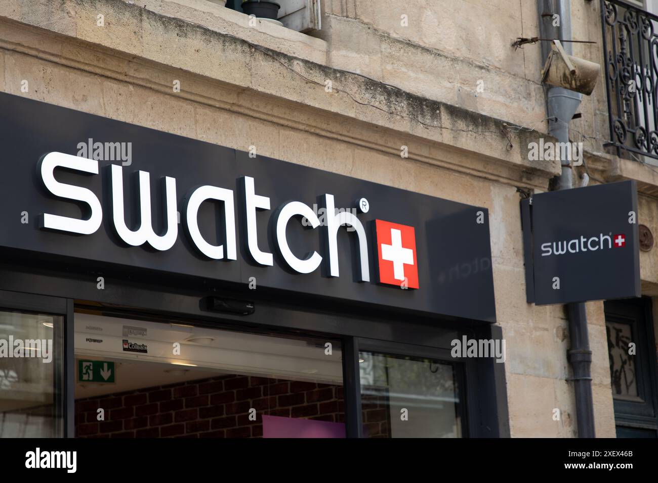 Bordeaux , France - 06 23 2024 : Swatch logo chain boutique and text ...