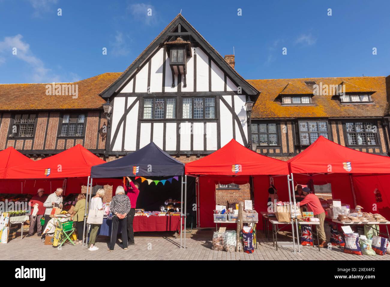 England, Kent, Sandwich, The Weekly Street Market and The Guildhall ...