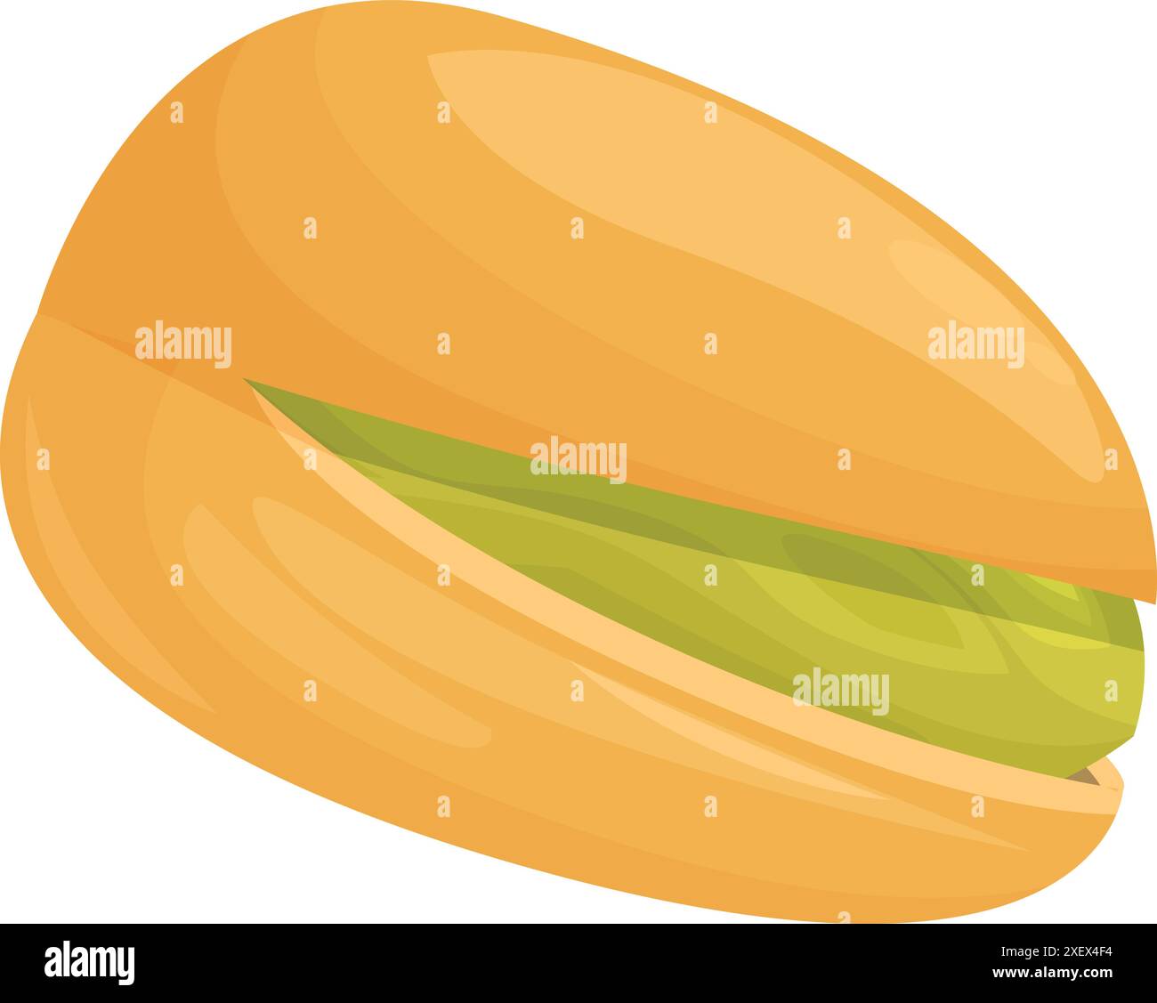 Single pistachio nut with partially opened shell revealing green seed ...