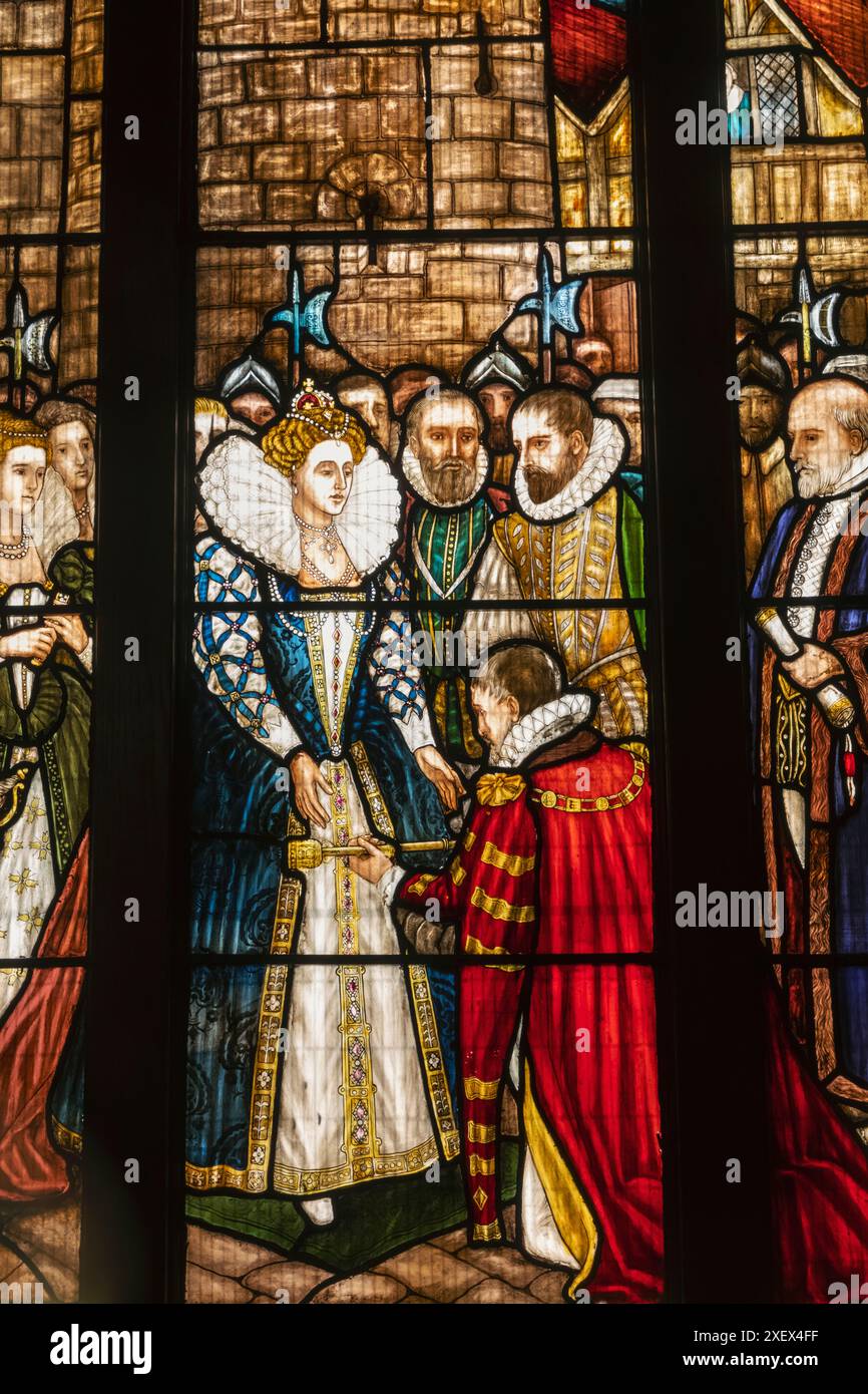England, Kent, Sandwich, The Guildhall Museum, Stained Glass Window ...