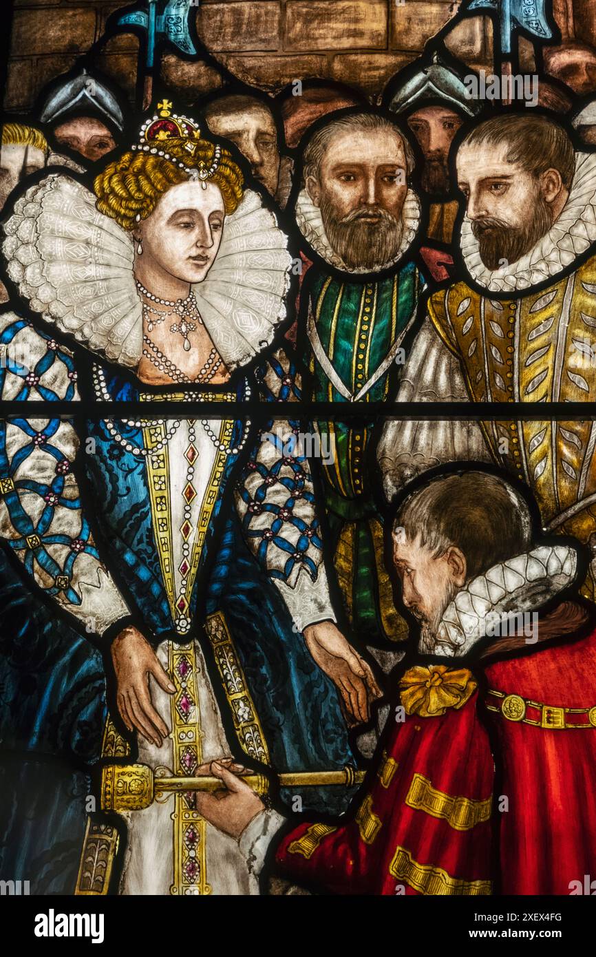 England, Kent, Sandwich, The Guildhall Museum, Stained Glass Window ...