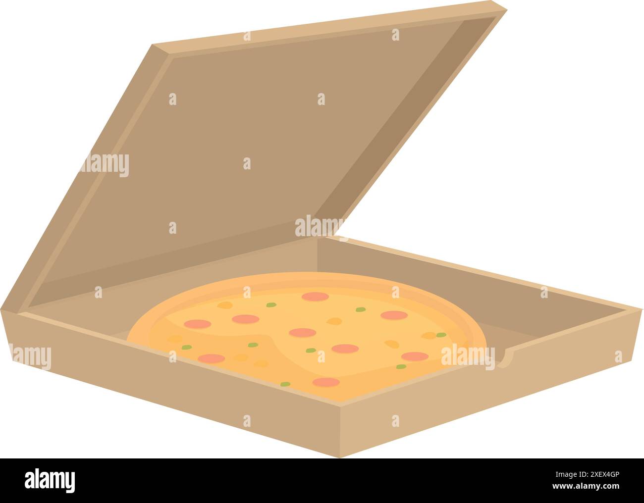 Cardboard pizza box open presenting delicious pizza inside, perfect ...