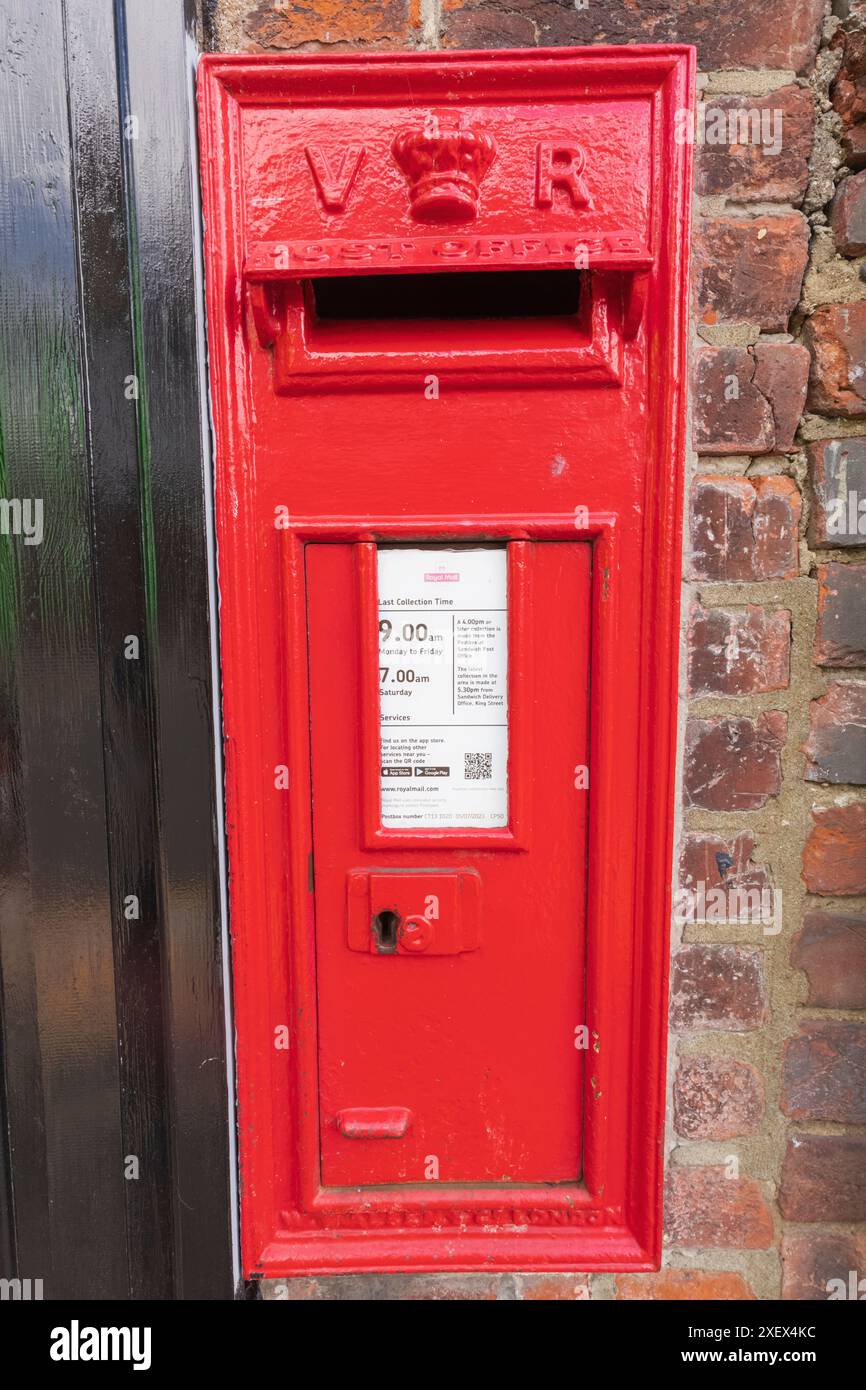 England, Kent, Sandwich, Traditional Historic Red Public Letterbox ...