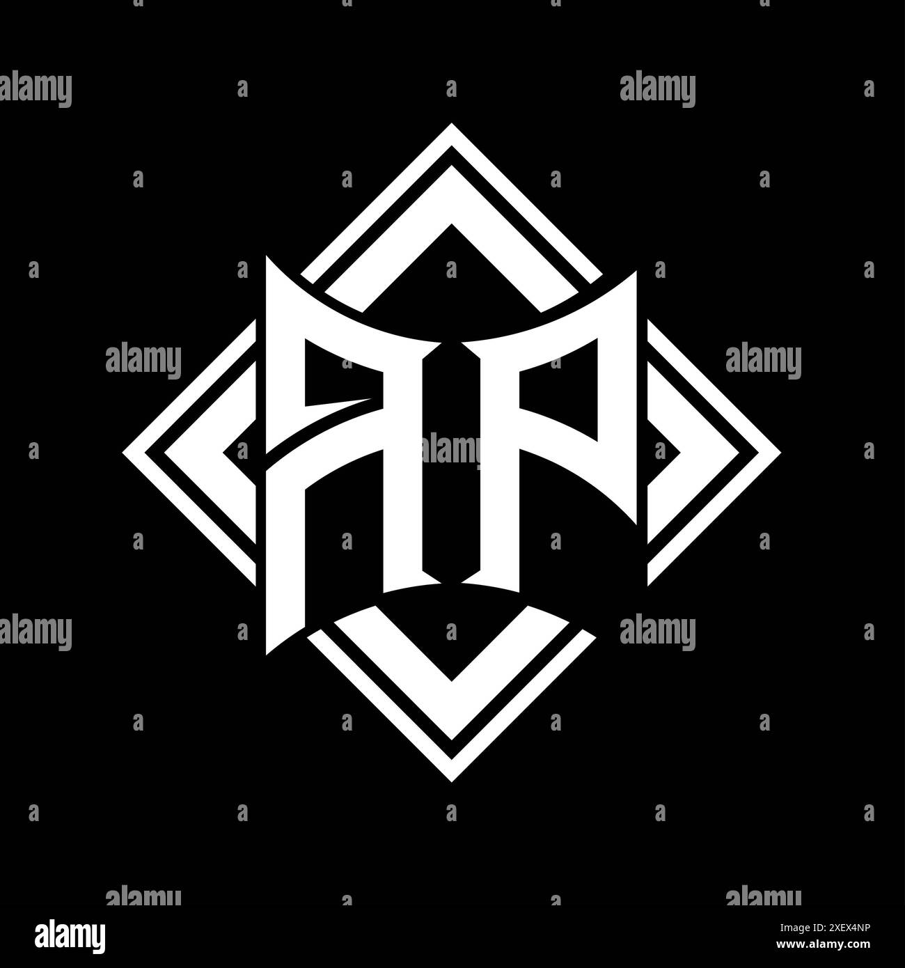 AP Letter logo with abstract shield shape with square white outline on ...