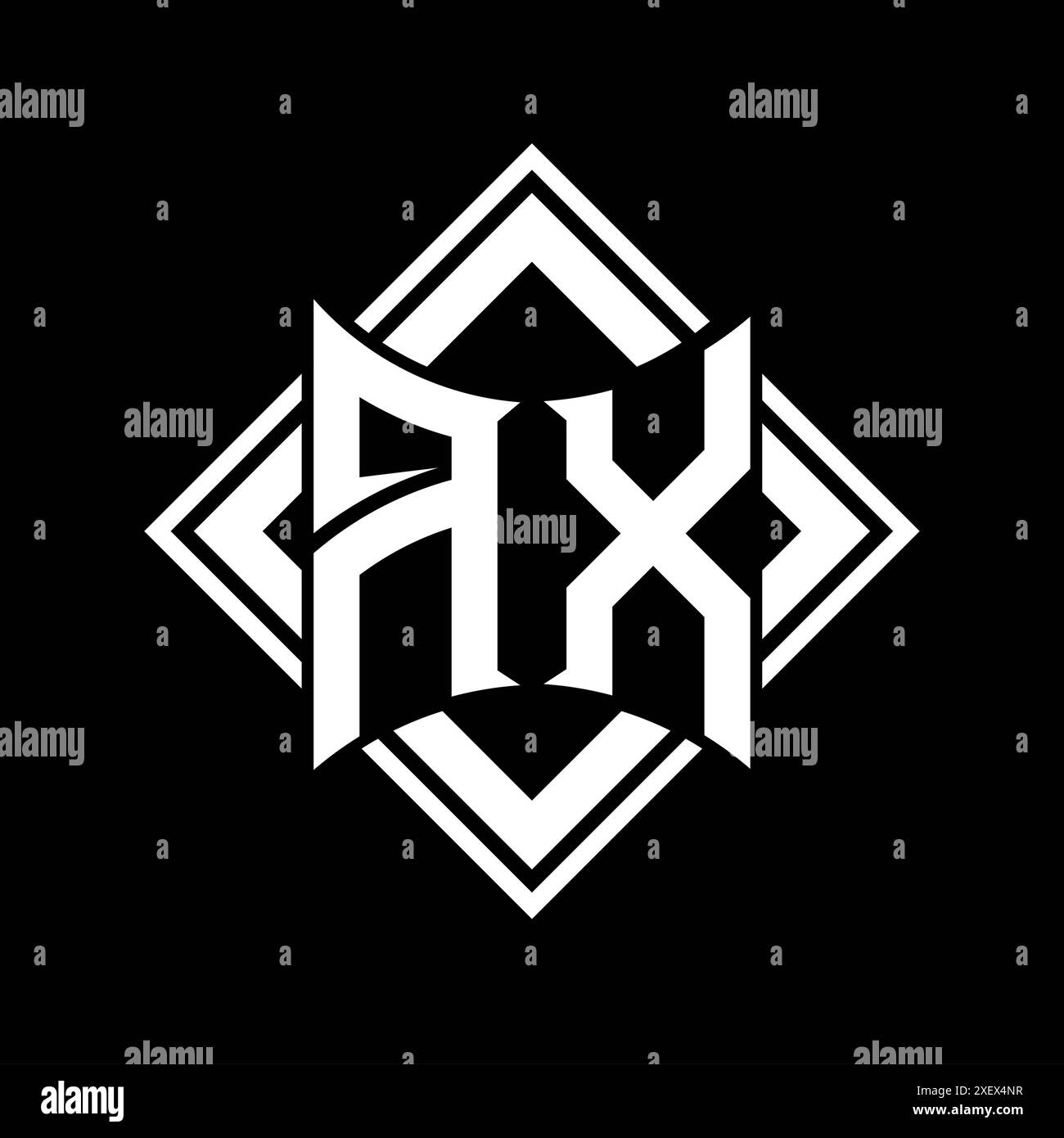 AX Letter logo with abstract shield shape with square white outline on ...