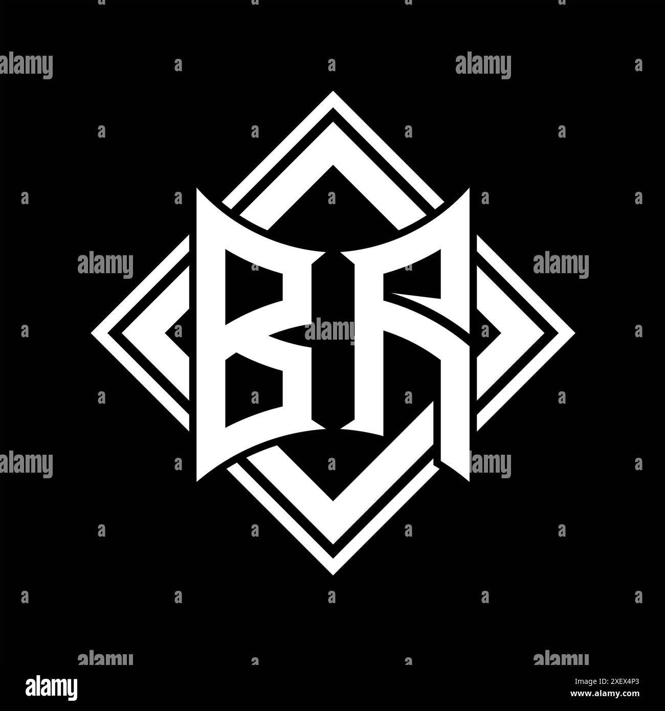 BA Letter logo with abstract shield shape with square white outline on ...