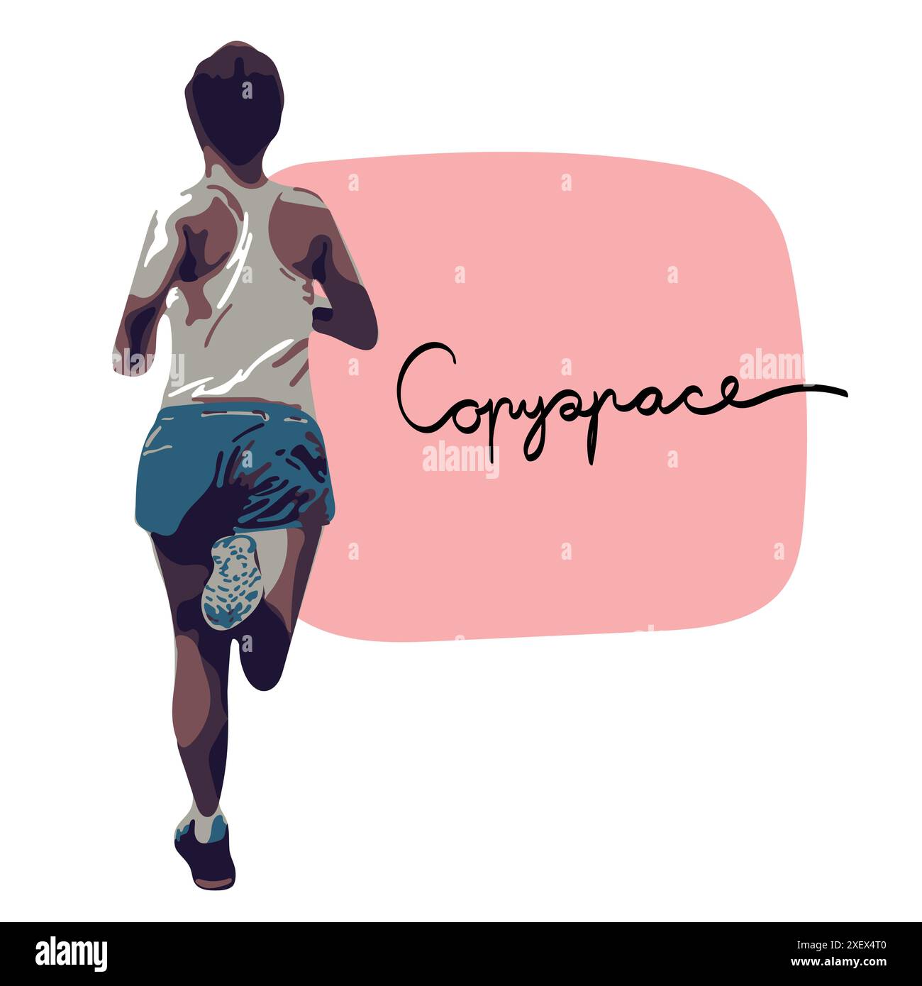 Back view of a woman running with blank copyspace isolated on white ...