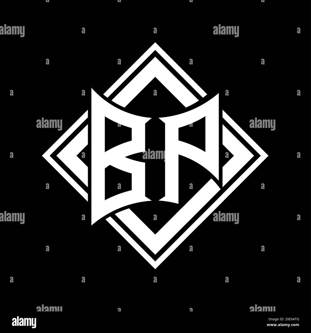 BP Letter logo with abstract shield shape with square white outline on ...