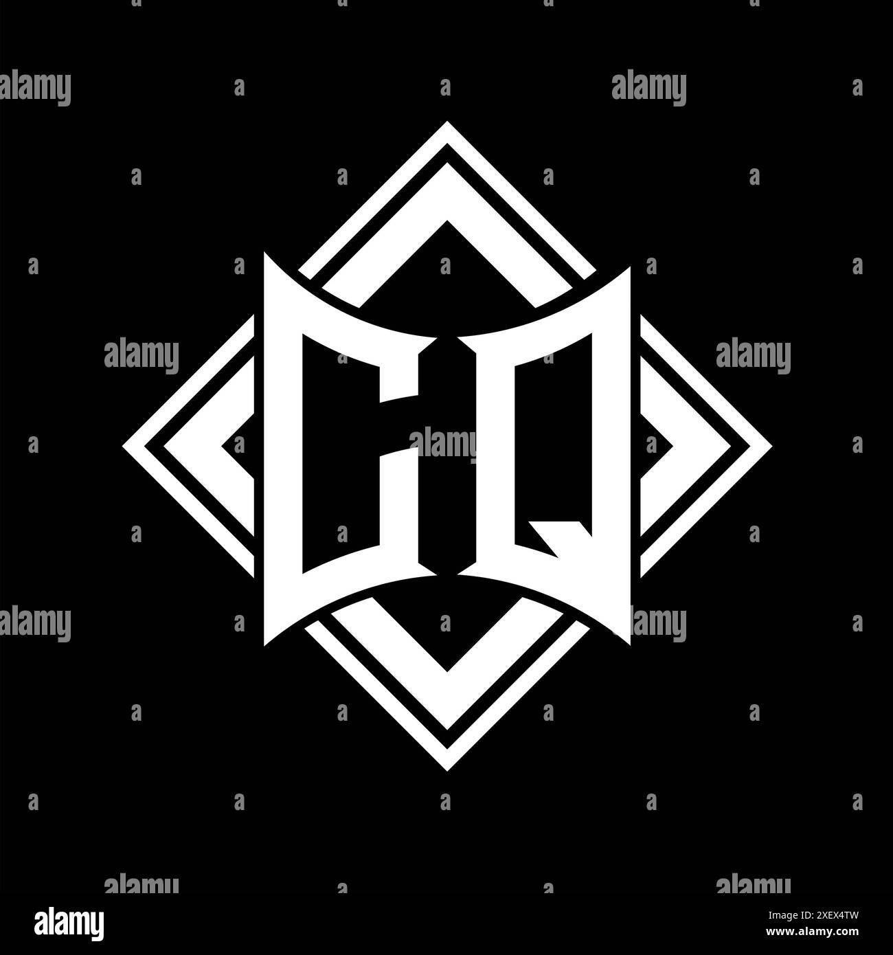 CQ Letter logo with abstract shield shape with square white outline on ...