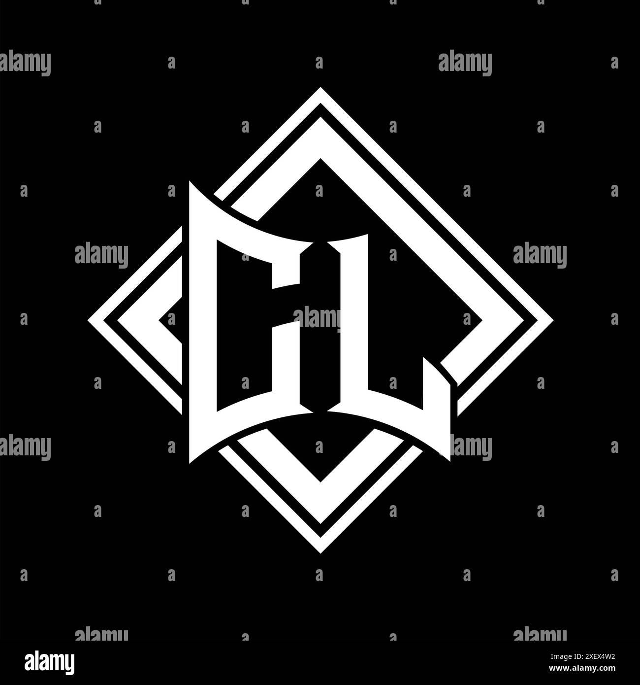 CL Letter logo with abstract shield shape with square white outline on ...
