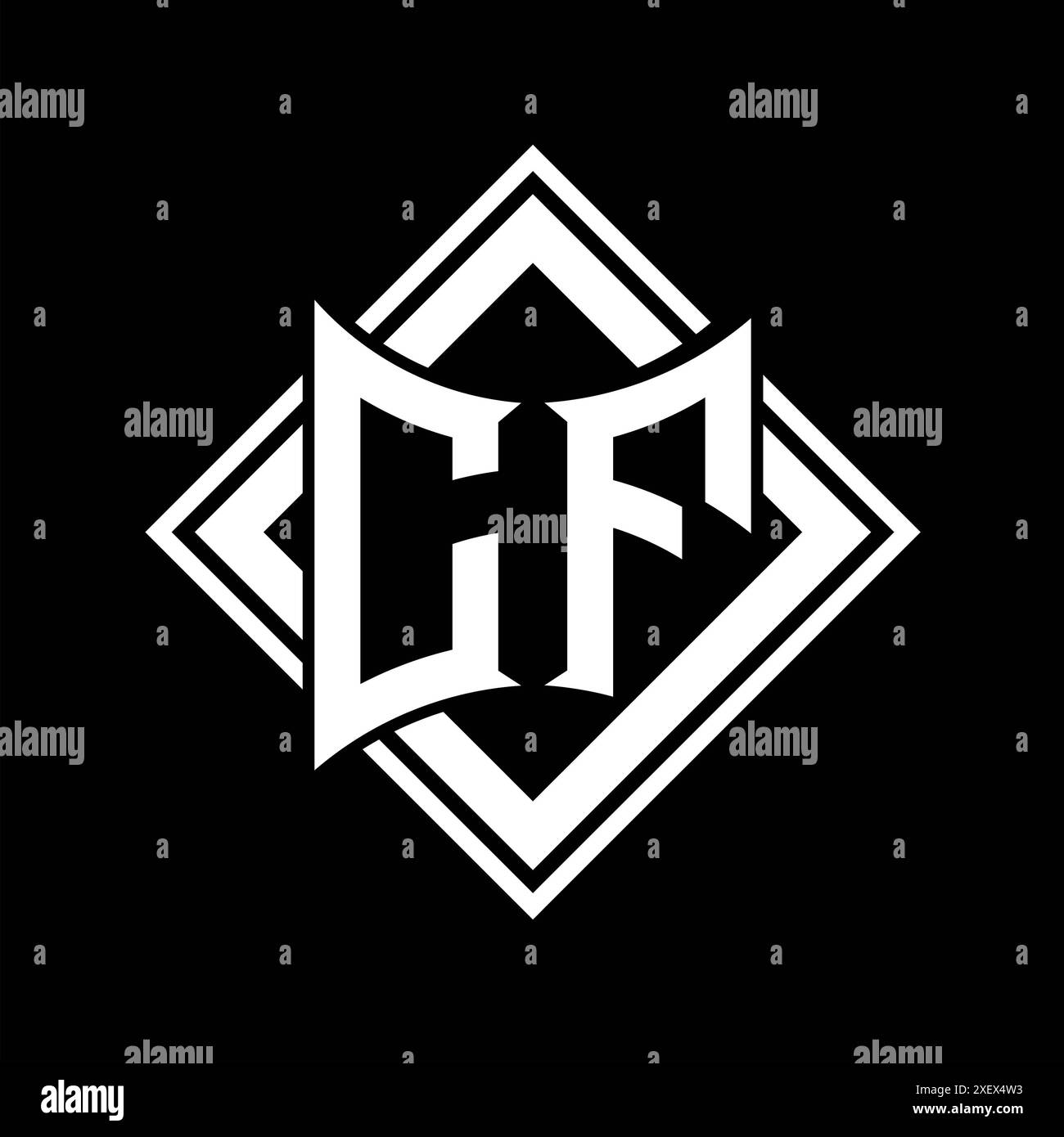 CF Letter logo with abstract shield shape with square white outline on ...