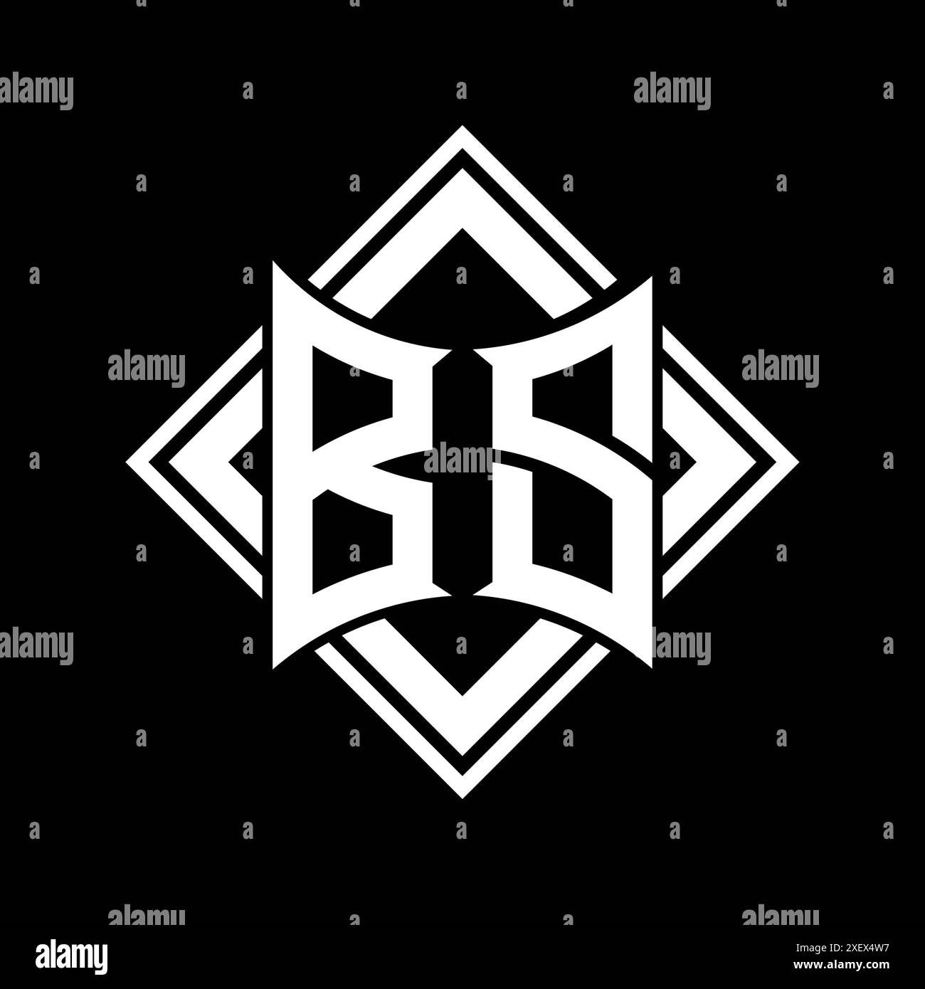 BS Letter logo with abstract shield shape with square white outline on ...