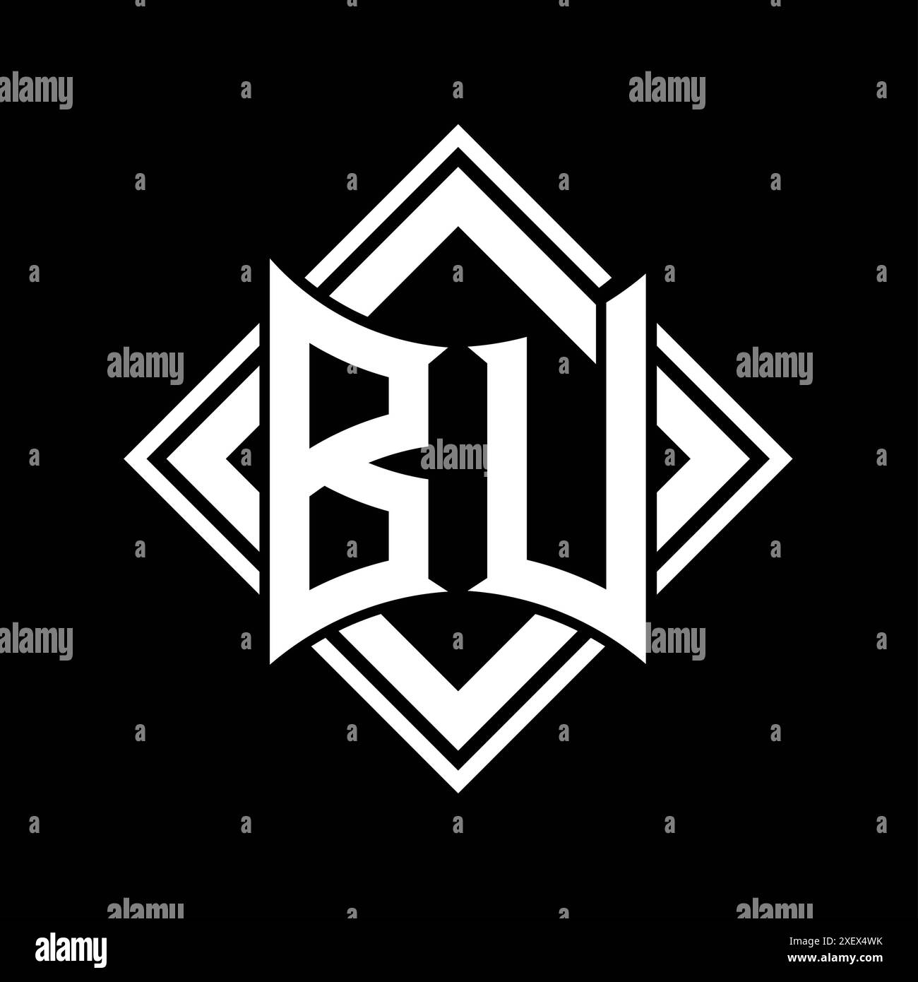 BU Letter logo with abstract shield shape with square white outline on ...