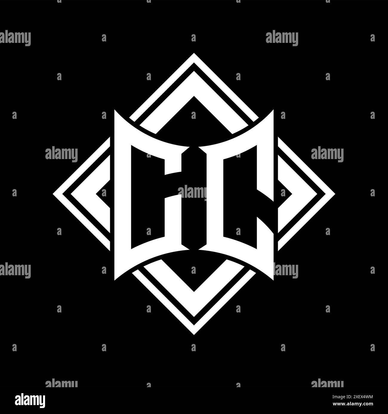 CC Letter logo with abstract shield shape with square white outline on ...