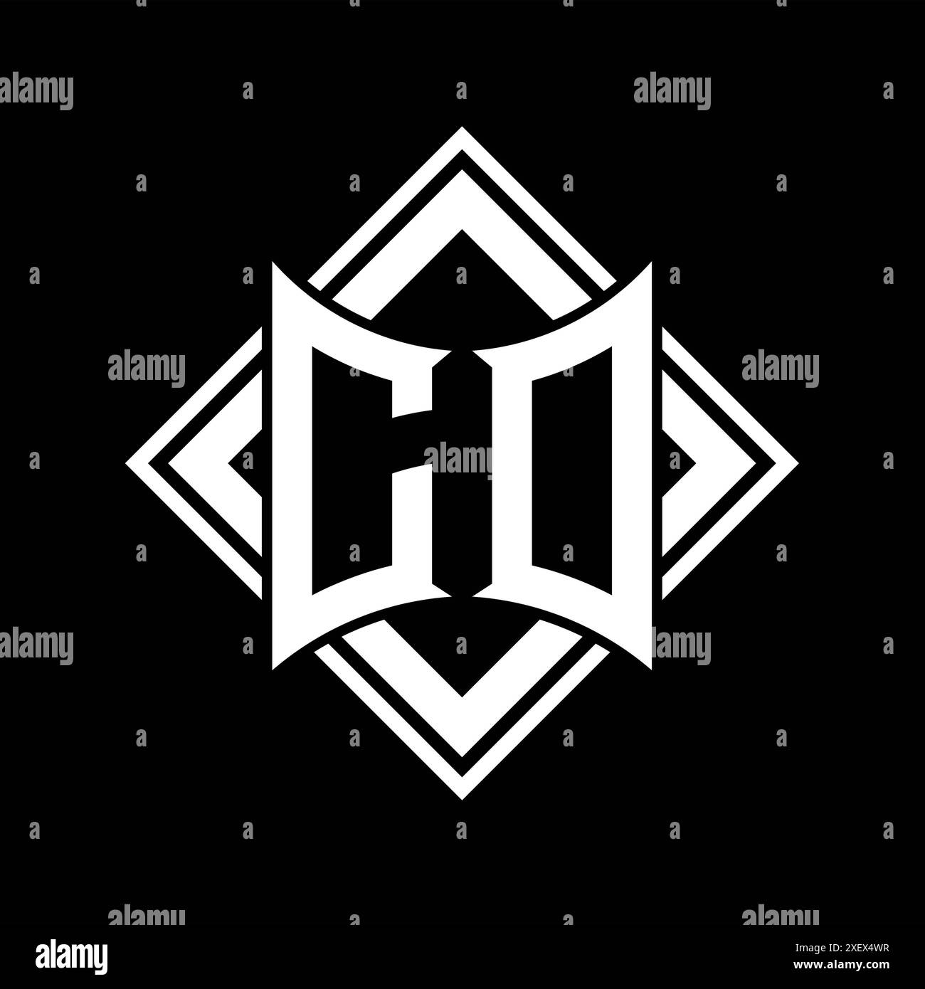 CD Letter logo with abstract shield shape with square white outline on ...