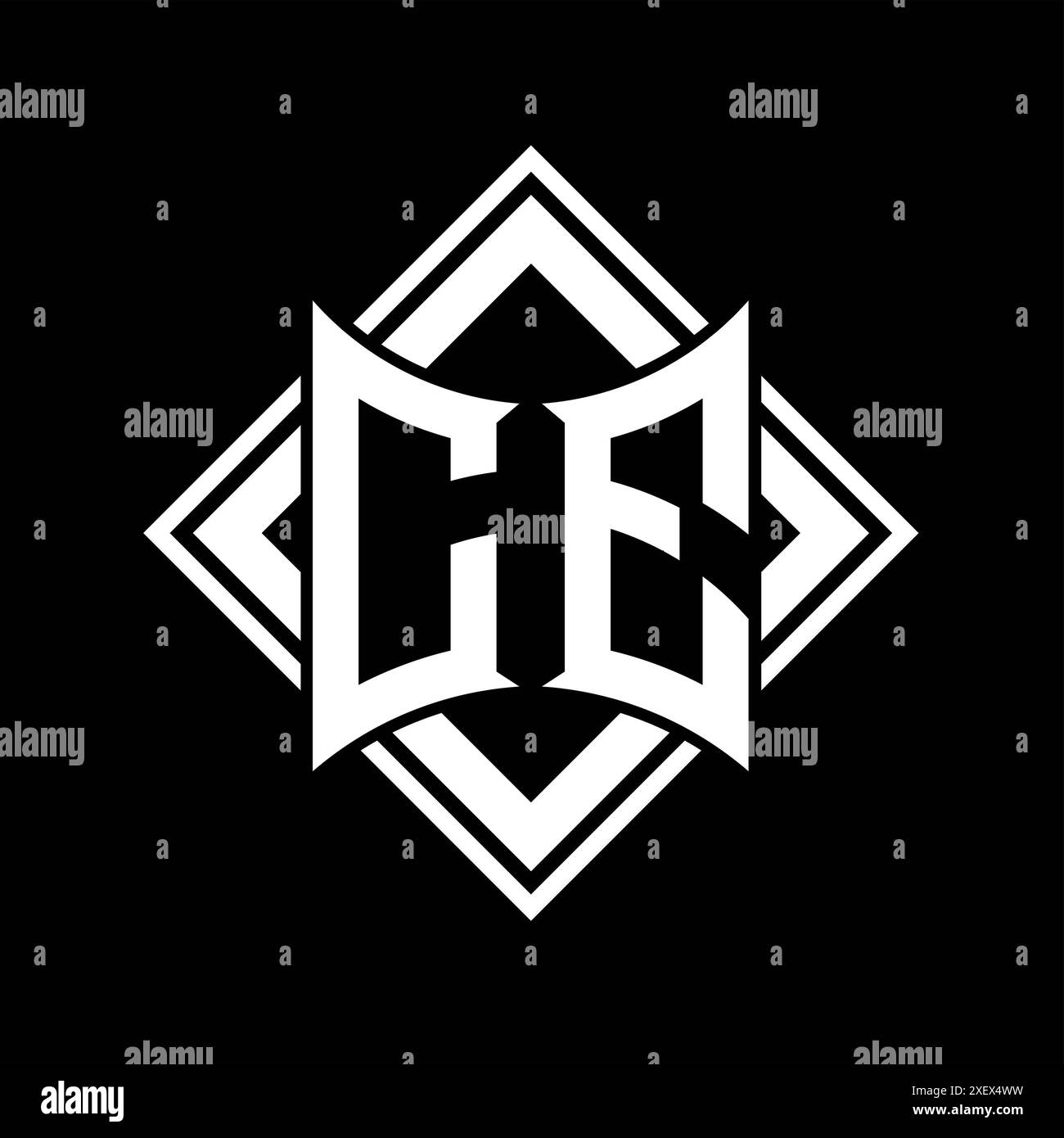 CE Letter logo with abstract shield shape with square white outline on ...