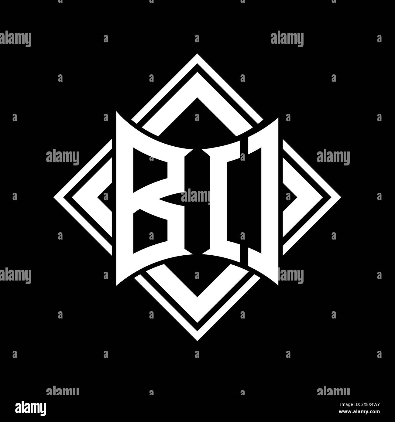 BO Letter logo with abstract shield shape with square white outline on ...