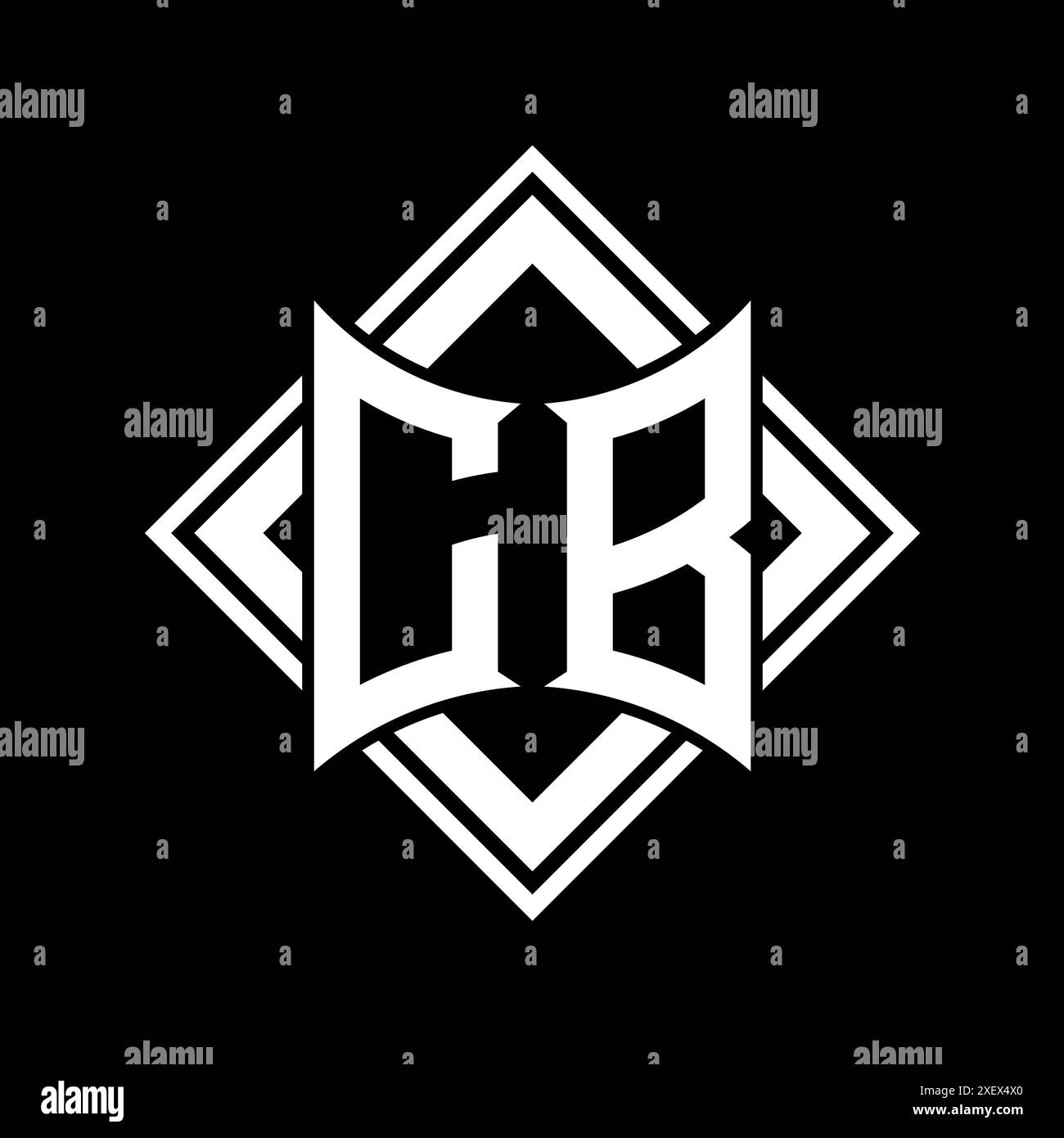 CB Letter logo with abstract shield shape with square white outline on ...
